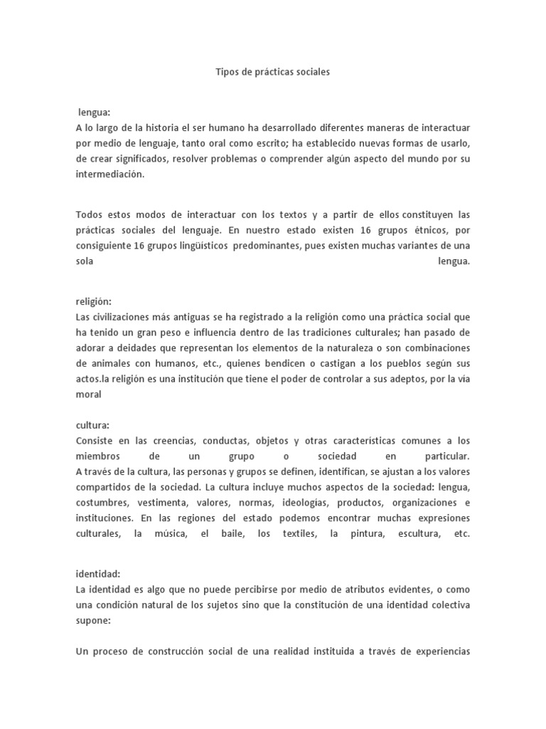 Tipos de Practicas Sociales | PDF | Sociedad | Science