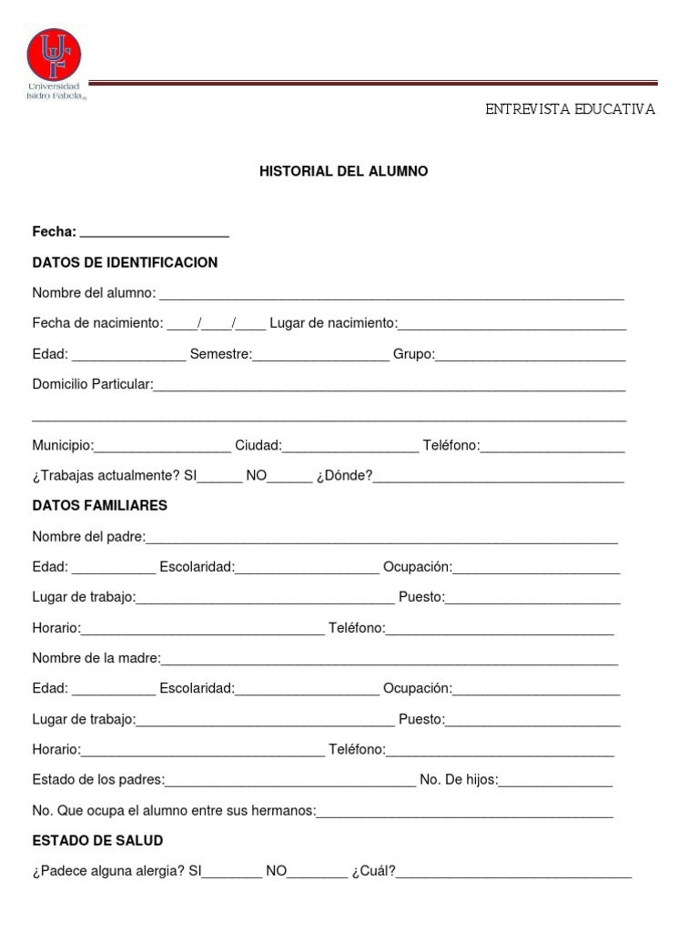 Formato de Entrevista Educativa | PDF | Sicología | Ciencias del ...