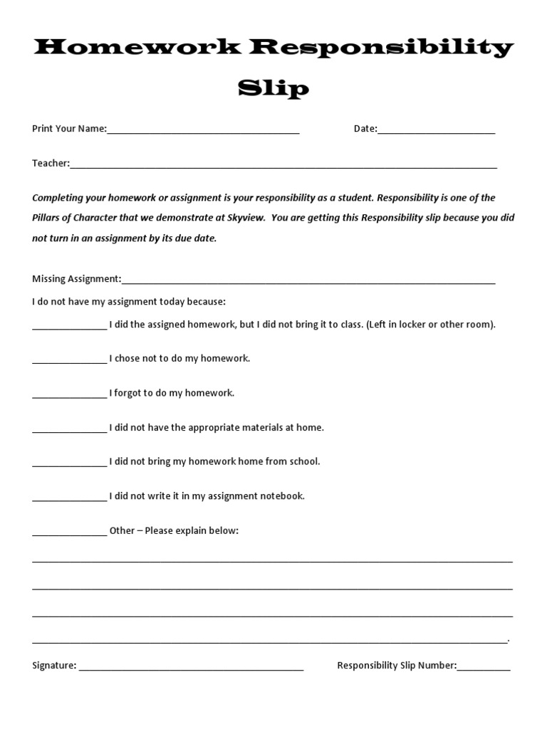 Responsibilityslip Form | PDF | Business | Finance & Money Management