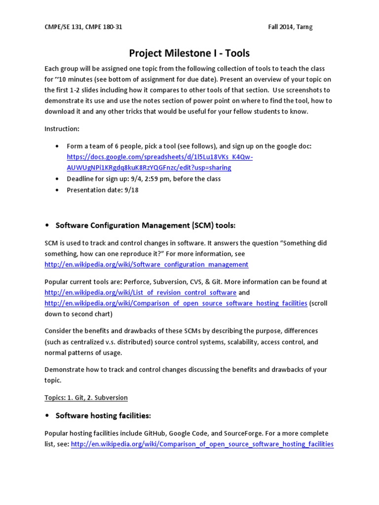 CMPE 131 Project Tools Overview | PDF | Version Control | Integrated ...