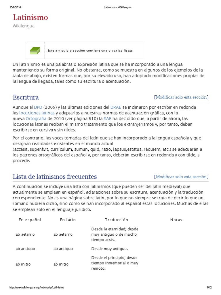 Latinismo - Wikilengua PDF | PDF | latín | Lengua española