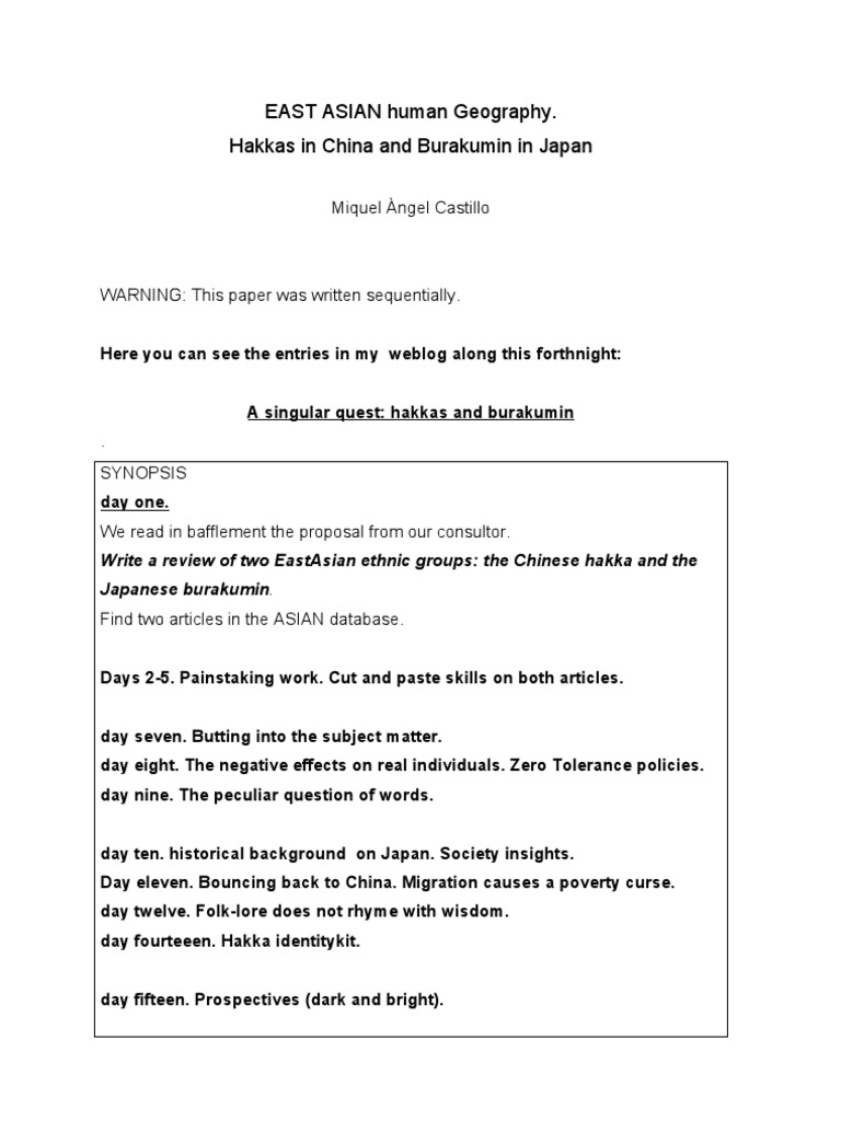 EAST ASIAN Human Geography. Hakka and Burakumin | PDF | Dialect