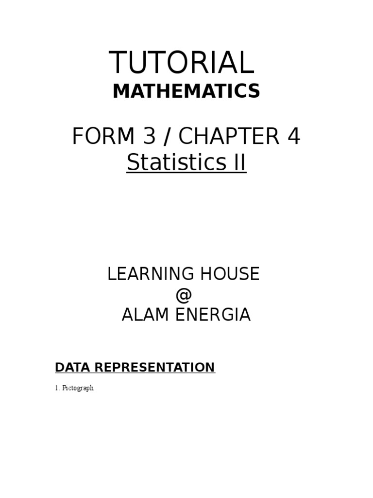 Form 3 / Chapter 4 Statistics II: Tutorial | PDF | Pie Chart | Median
