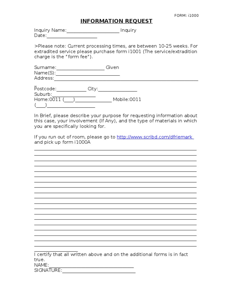 I1000 - Information Request | PDF | Finance & Money Management