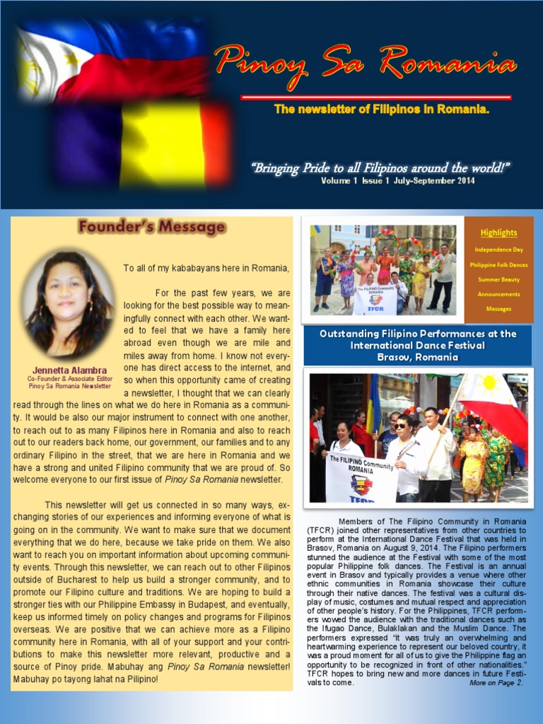 Pinoy Sa Romania Newsletter | PDF | Philippines