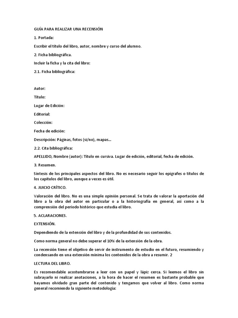 Guía para Realizar Una Recensión | PDF | Certeza | Libros
