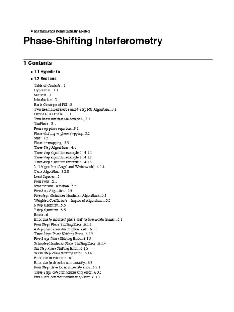 Phase Shifting Interferometry - NB | Download Free PDF | Interferometry | Interference (Wave ...