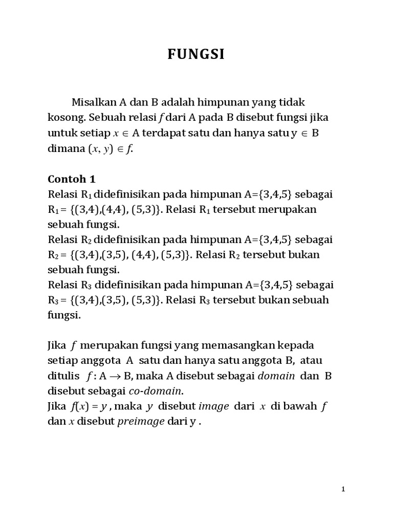 Pengertian FUNGSI Dalam Matematika PDF | PDF
