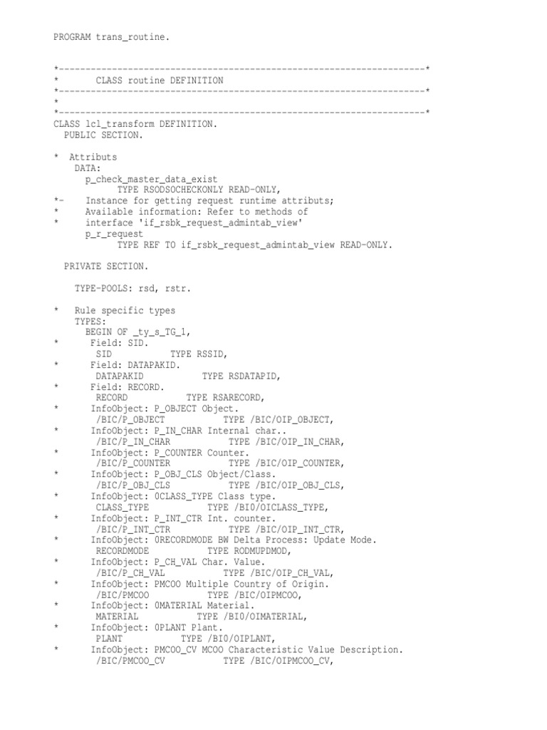 Program To Transform Data And Populate Result Package In Abap Transformation Routine Pdf