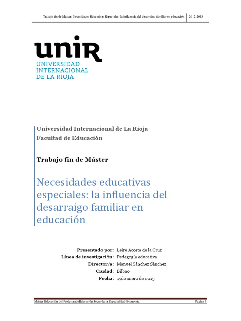 Desarraigo Familiar y Educación Especial | PDF | Estrés (biología ...