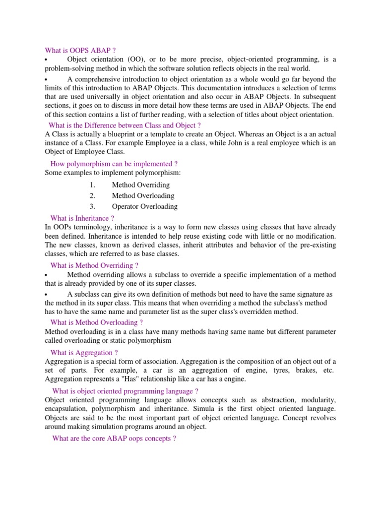 What Is Oops Abap Pdf Method Computer Programming Class Computer Programming 2159