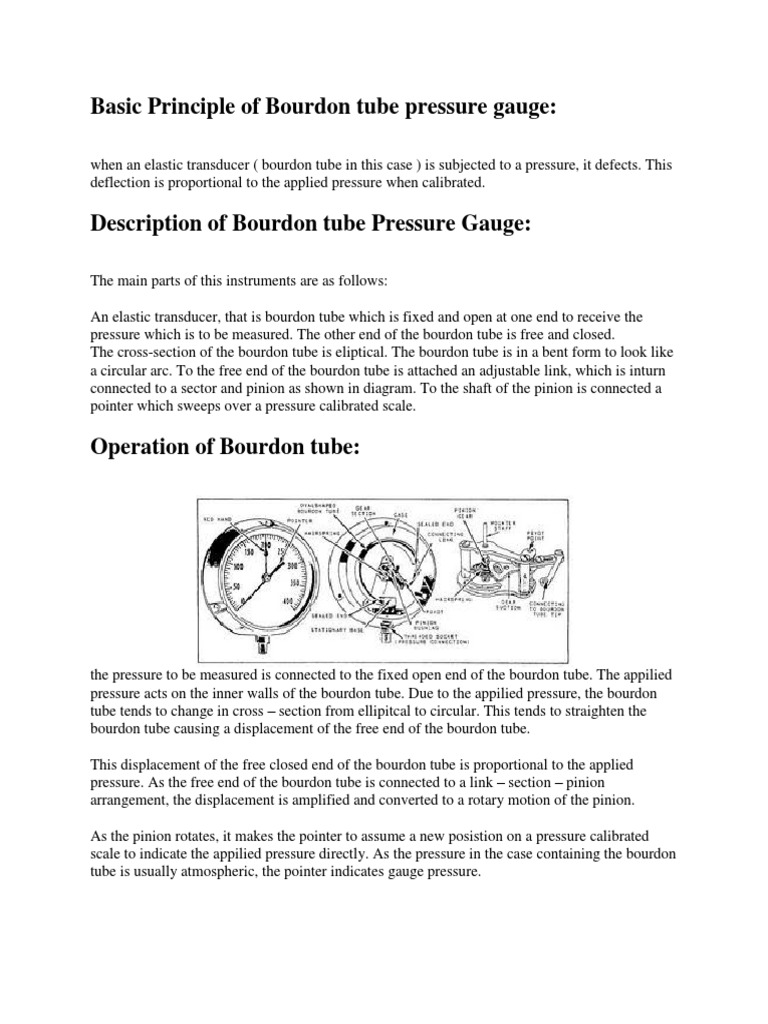 Bourdon Tube Pressure Gauge Overview | PDF | Pressure Measurement ...