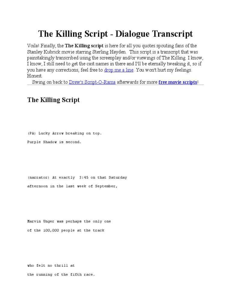 The Killing Script | PDF | Leisure