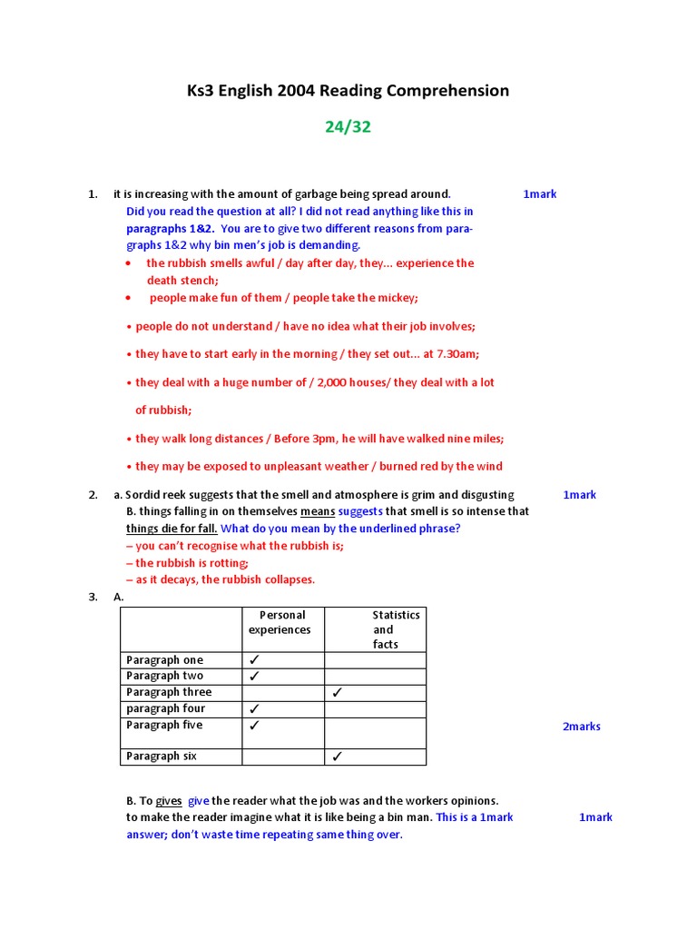 English Reading Test Ks3 2004 | Download Free PDF | Waste