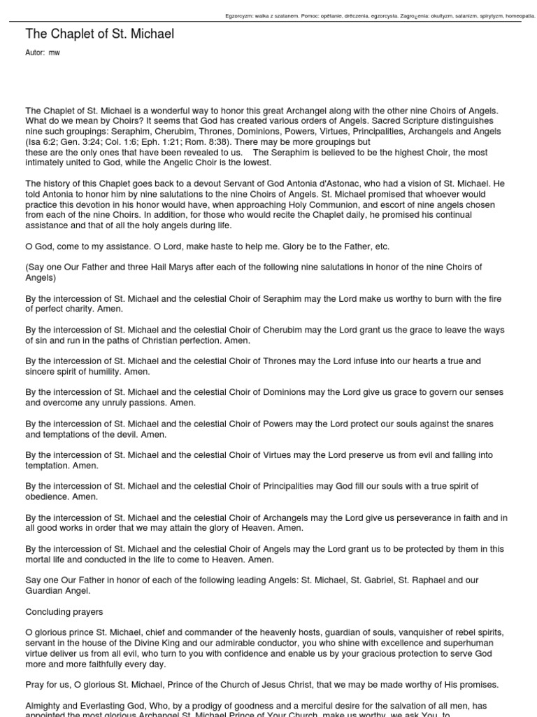 Chaplet of St. Michael | Download Free PDF | Michael (Archangel) | Angel