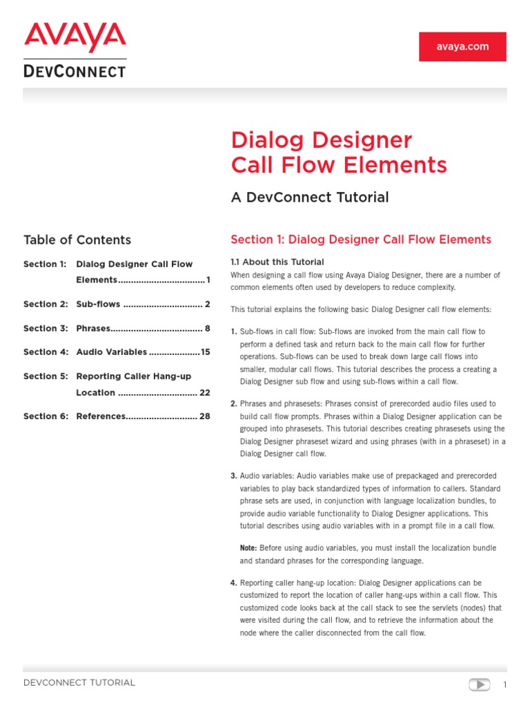 Call Flow Elements Tutorial For Avaya Dialog Designer-LB4276DEV | PDF | Java (Programming ...