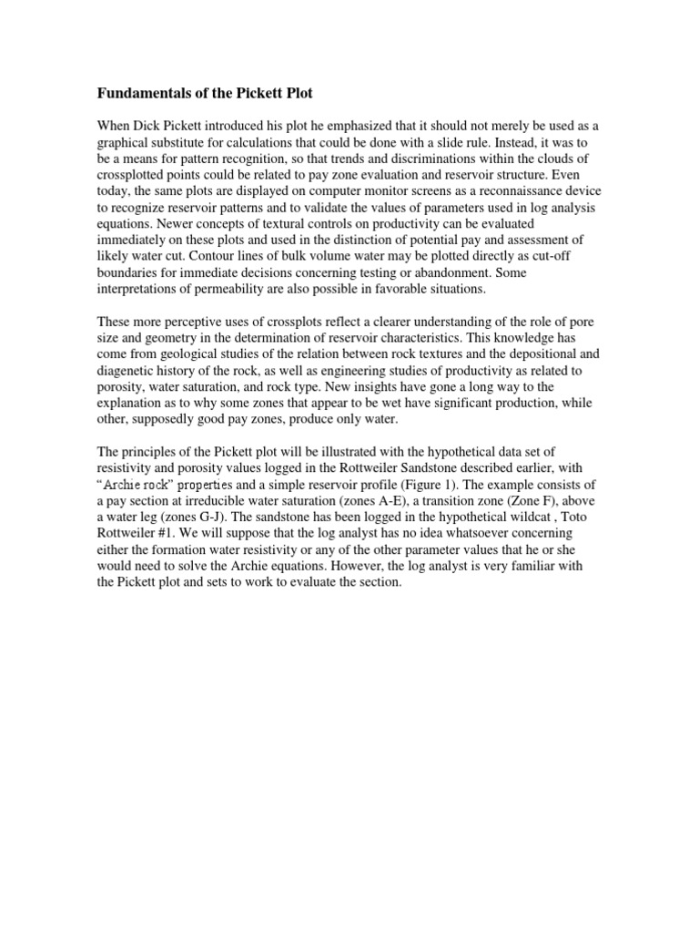 Fundamentals of The Pickett Plot | PDF | Line (Geometry) | Porosity