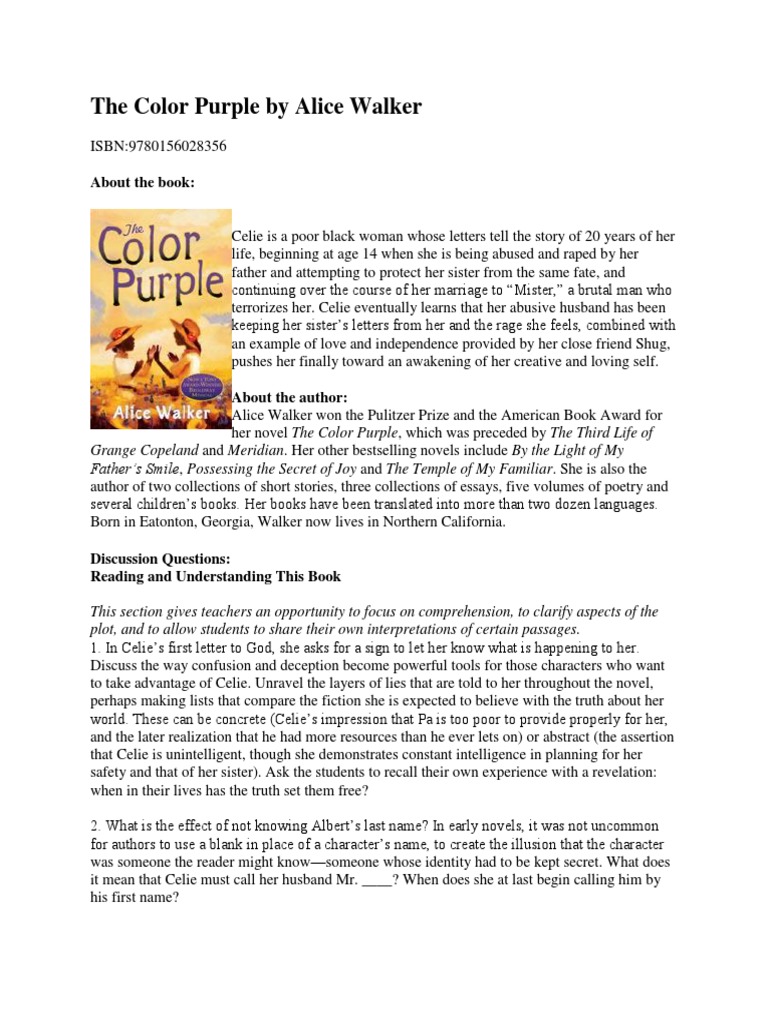 Summary and Discussion of The Color Purple | PDF | Semiotics | Linguistics