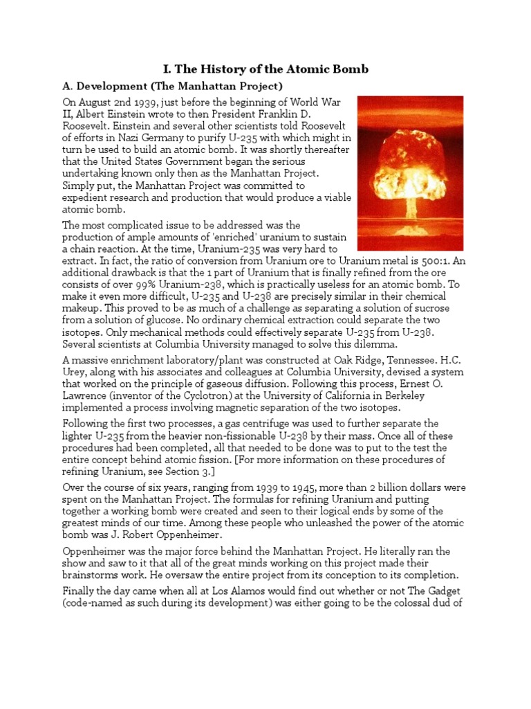 I. The History of The Atomic Bomb | PDF | Atoms | Nuclear Fission