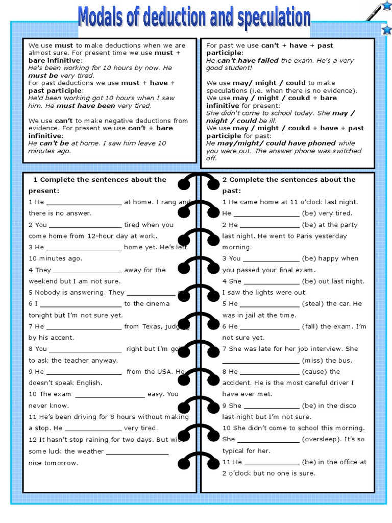 Modals of Deduction and Speculation With Key | PDF | Morphology | Onomastics