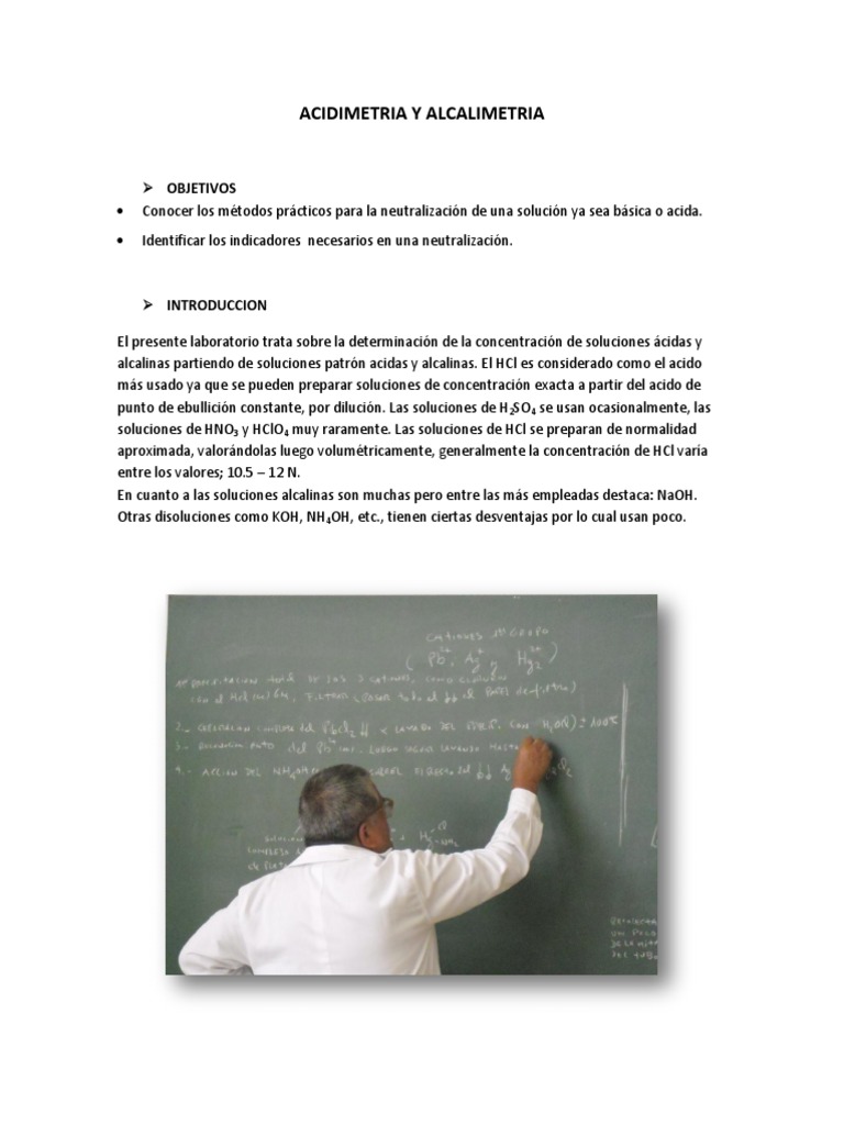 Lab7 - Acidimetria y Alcalimetria | PDF | Valoración | Química