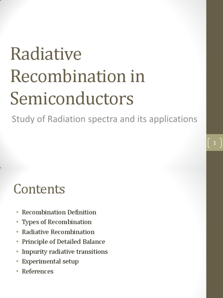 Radiative Recombination in Semiconductors | PDF | Electricity | Applied ...