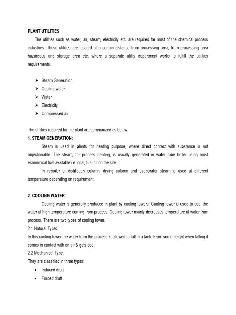Plant Utilities | PDF | Steam | Air Conditioning