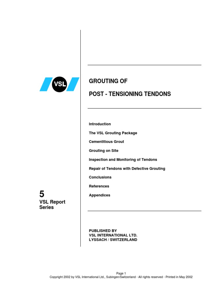 Tendon Grouting - VSL | PDF | Prestressed Concrete | Concrete