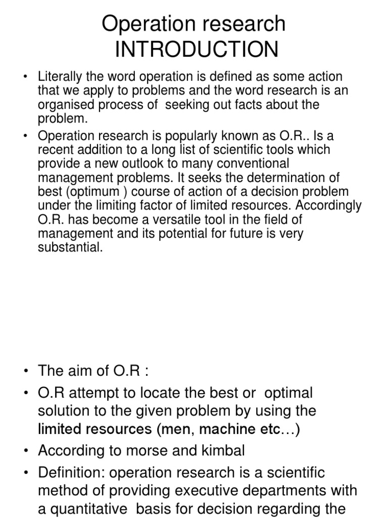 OR: What is It? Operations Research Techniques Explained | PDF ...