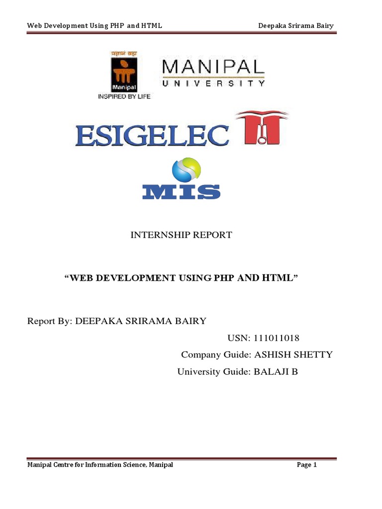 Internship Report: "Web Development Using PHP and HTML" | PDF ...