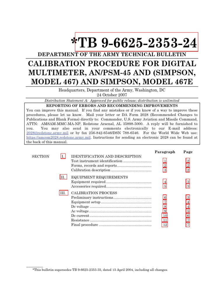 Calibration Procedure For Digital Multimeter, An - psm-45 and (Simpson ...