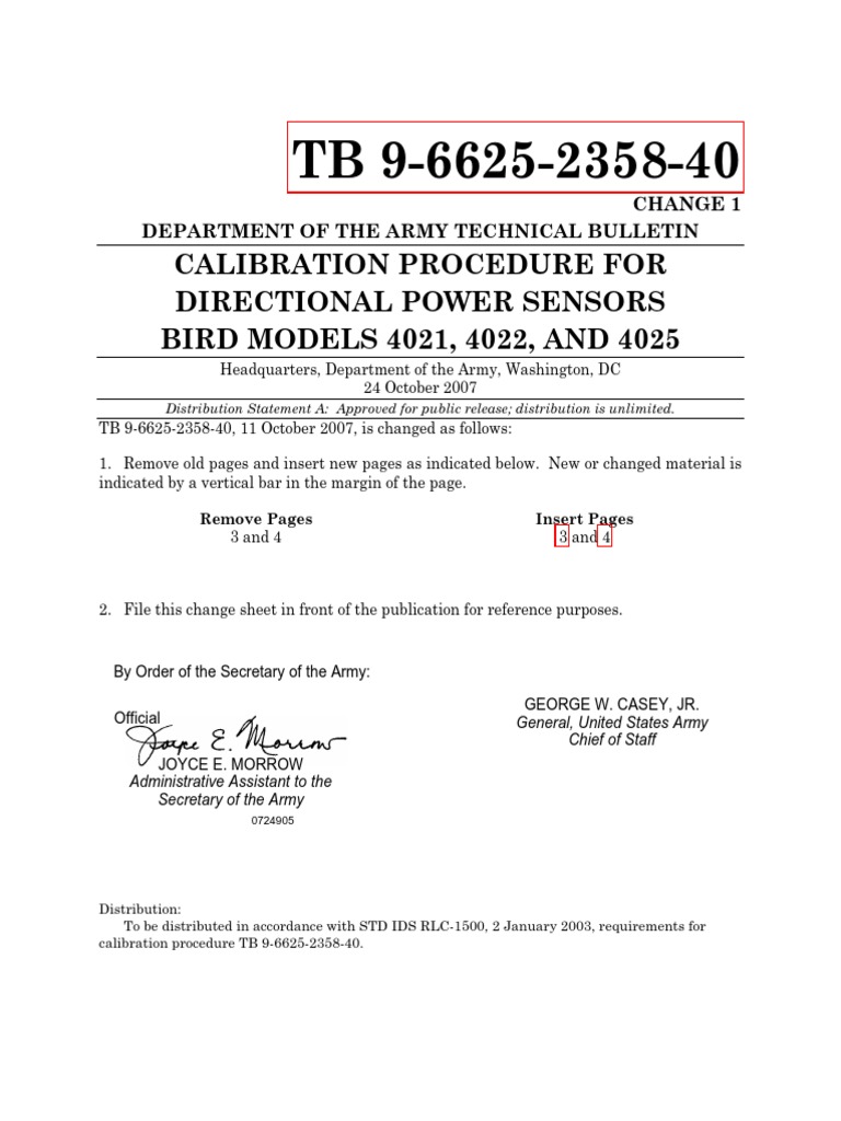 Calibration Procedure For Directional Power Sensors Bird Models 4021 ...