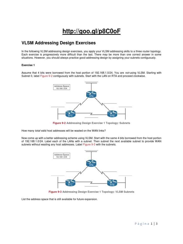 VLSM Addressing Design Exercises | PDF | Topology | Wide Area Network