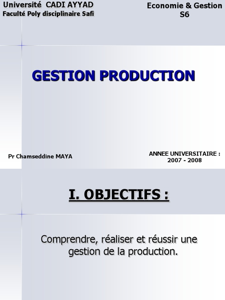 Gestion Production Presentation | PDF | Management de la qualité ...