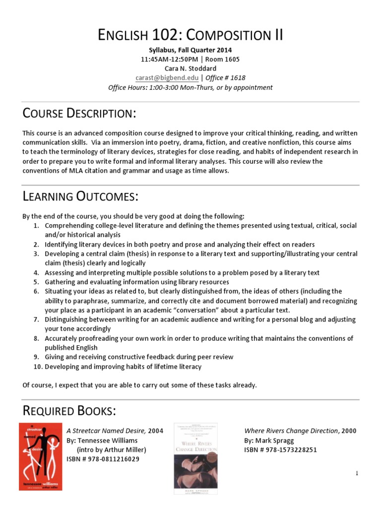 English 102 Syllabus | PDF | Plagiarism | Citation