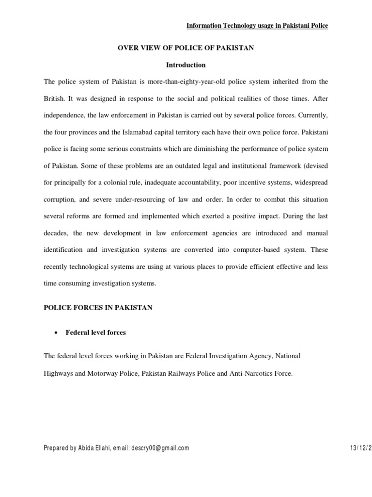 IT Integration in Pakistan Police Forces | PDF | Enterprise Resource ...