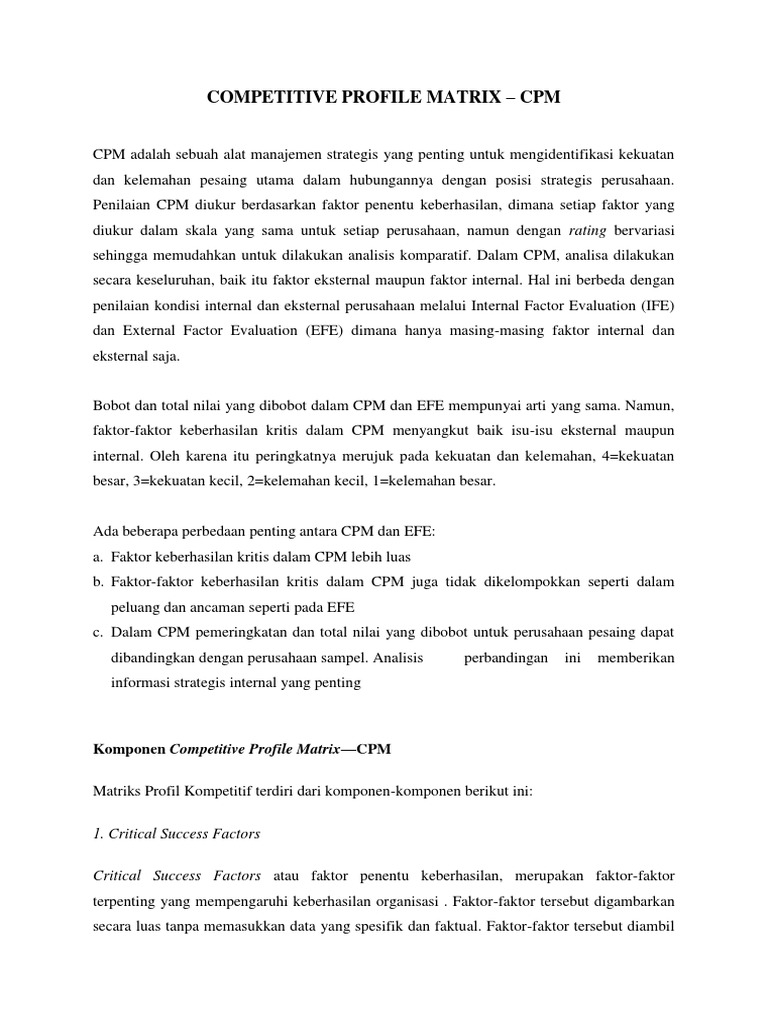 Competitive Profile Matrix | PDF