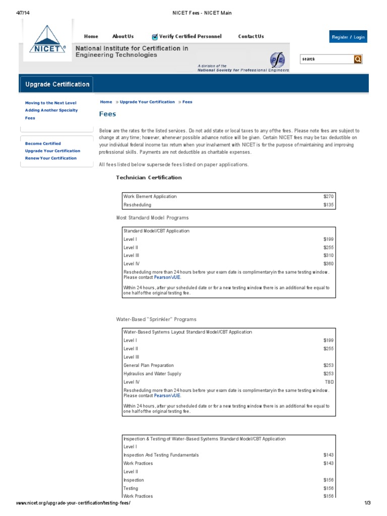 Nicet - Nicet Main | Professional Certification | Test (Assessment)