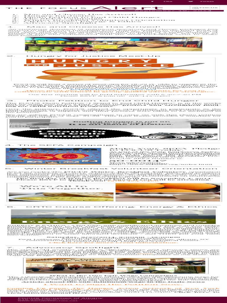 FOCUS Alert - September 19 2014 | PDF | Foods | Wellness