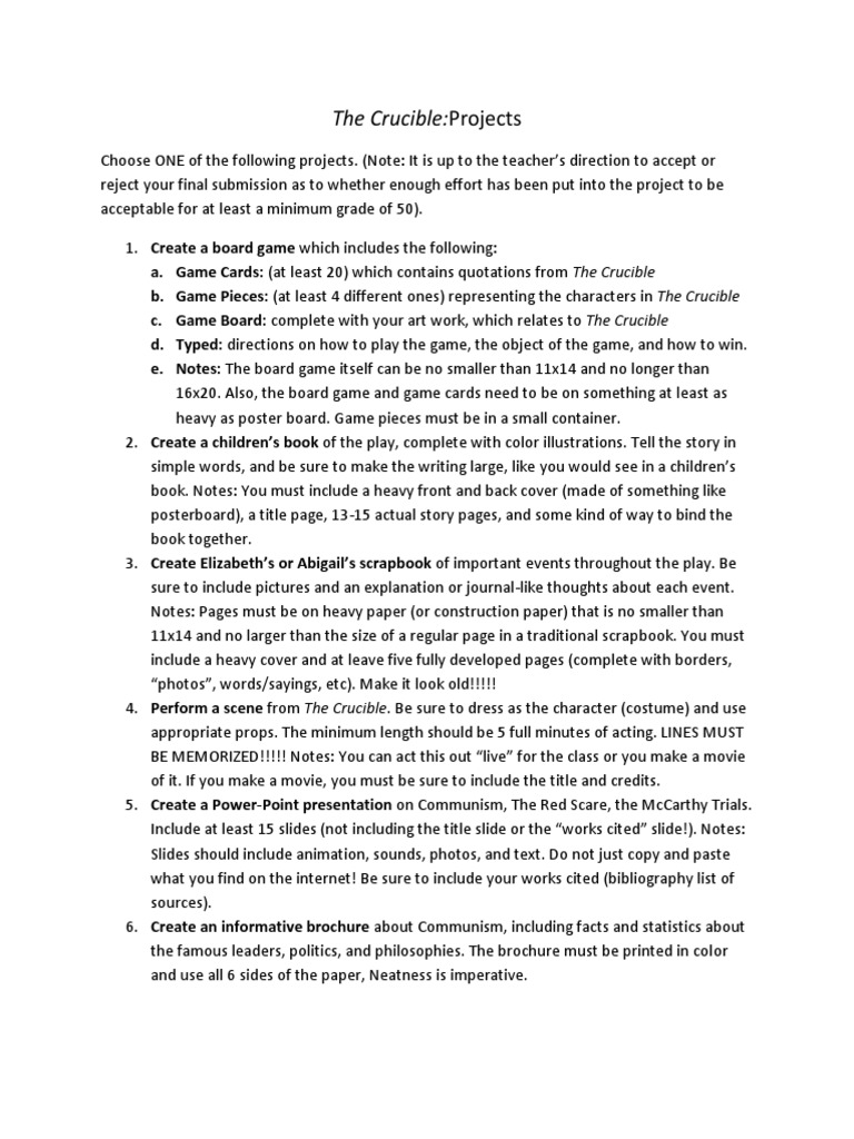 The Crucible Projects | PDF | Leisure