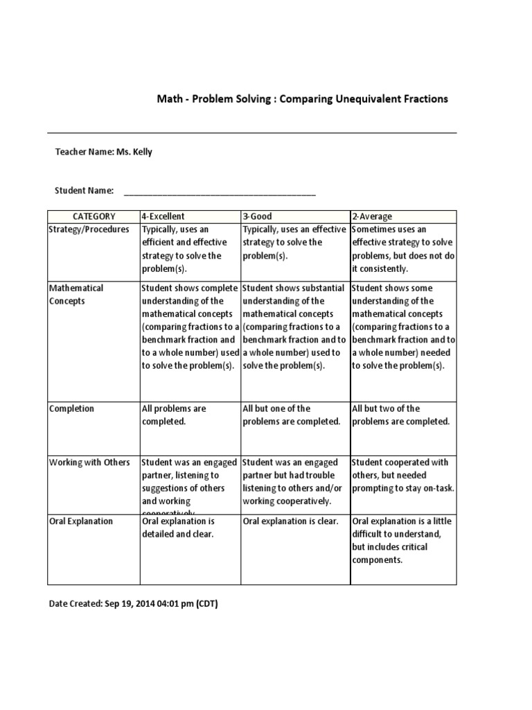EDT Fraction Rubric | PDF