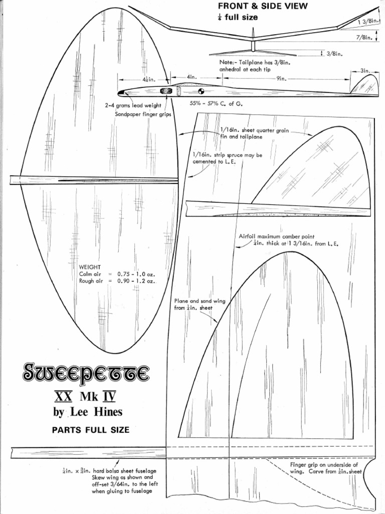 Sweepette. Indoor Glider. Plan. Aeromodeler March 1978 | PDF