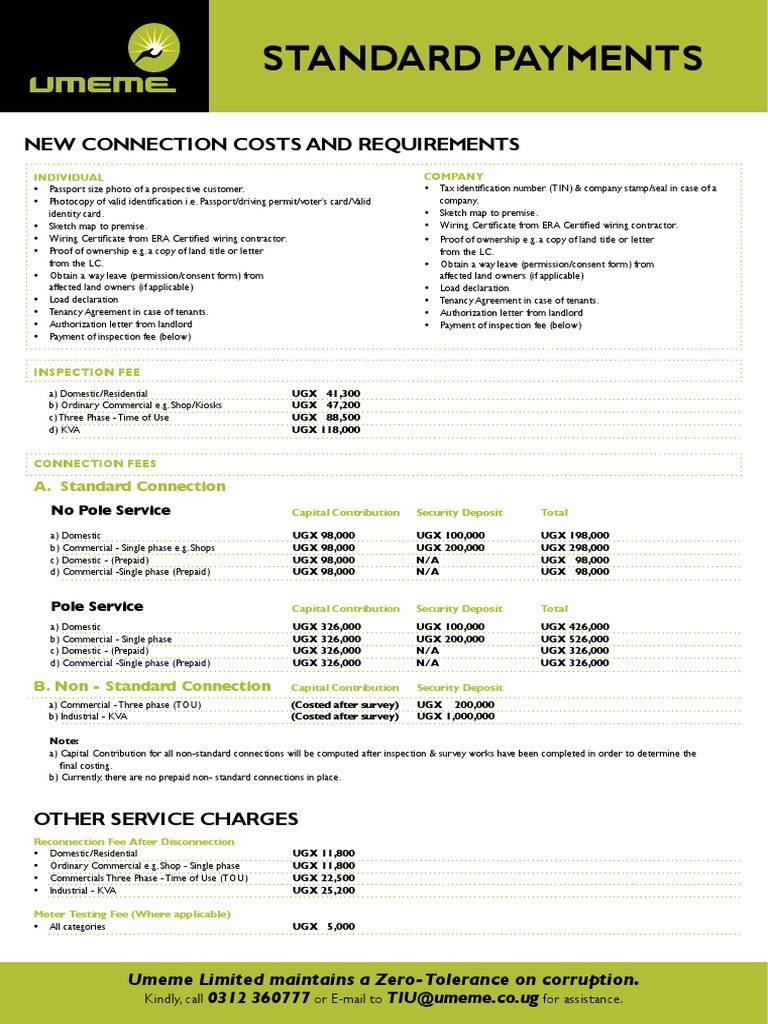 Umeme Standard Payments | PDF | Identity Document | Leasehold Estate
