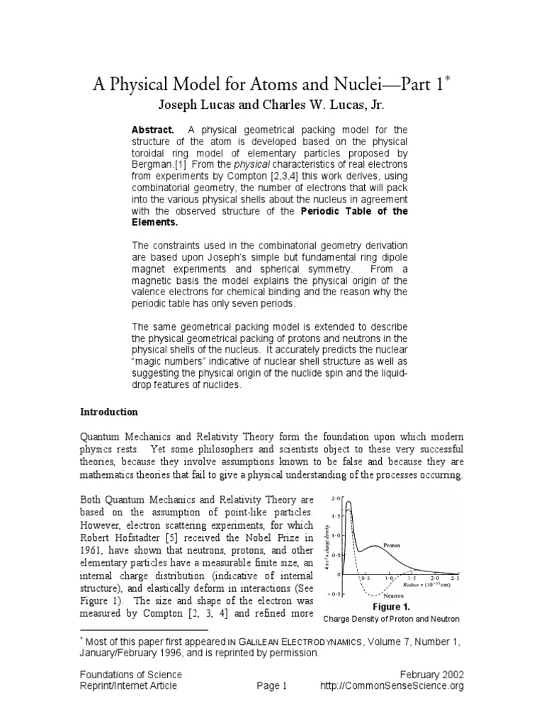A Physical Model For Atoms and Nuclei | PDF | Atomic Nucleus | Nuclear ...
