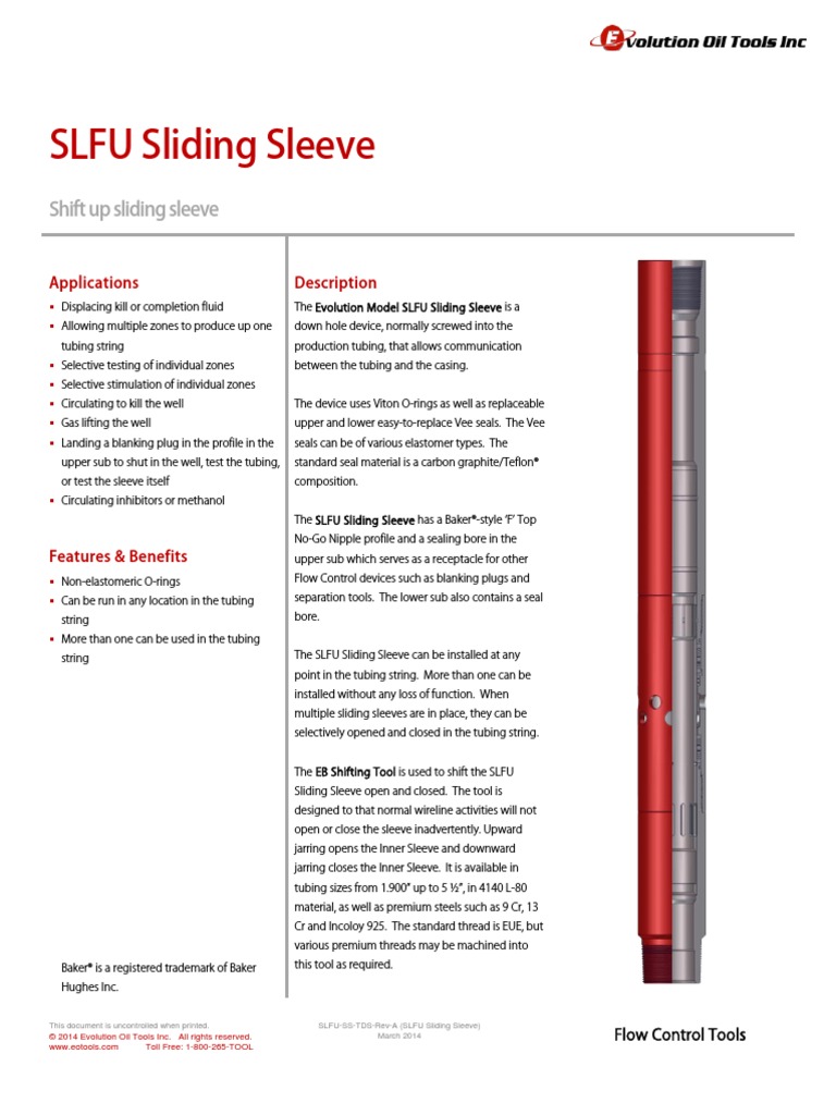 SLFU Sliding Sleeve Technical Datasheet | PDF | Energy And Resource ...