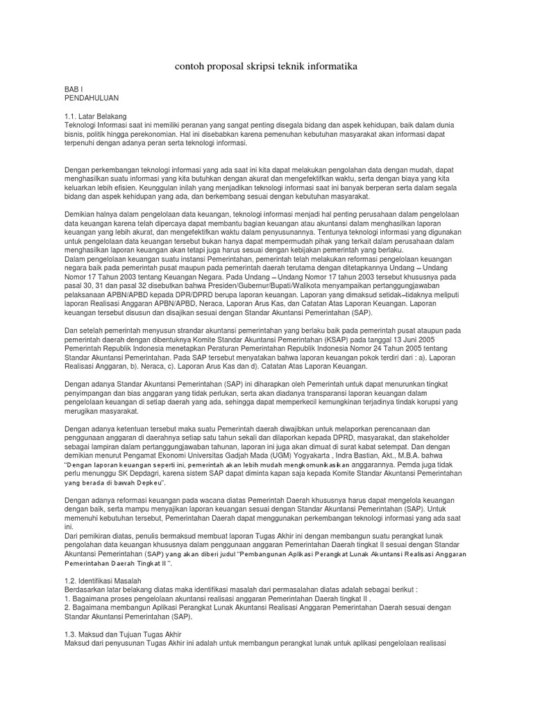 Contoh Proposal Skripsi Teknik Informatika | PDF