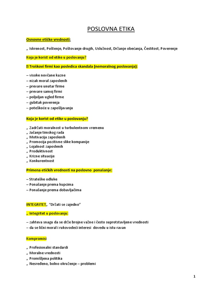 Poslovna Etika | PDF