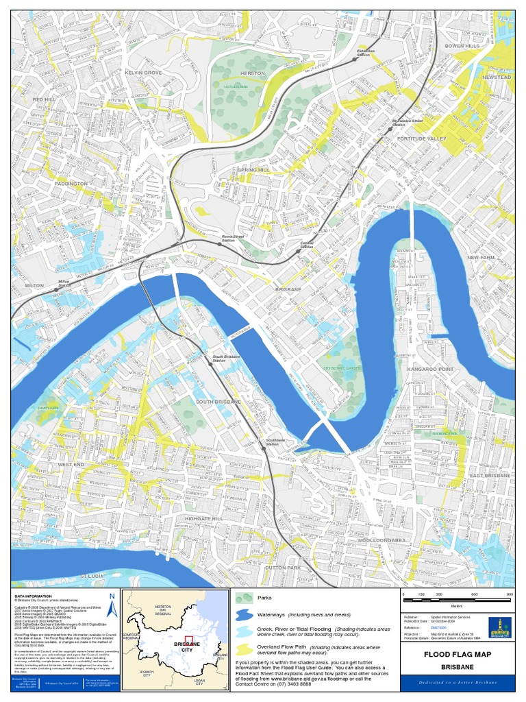 Flooding Brisbane Flood Flag Map | PDF | Geographical Technology | Flood