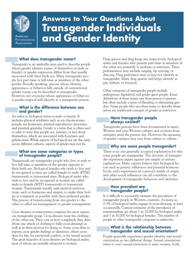 Transgender Individuals and Gender Identity | PDF | Transgender ...