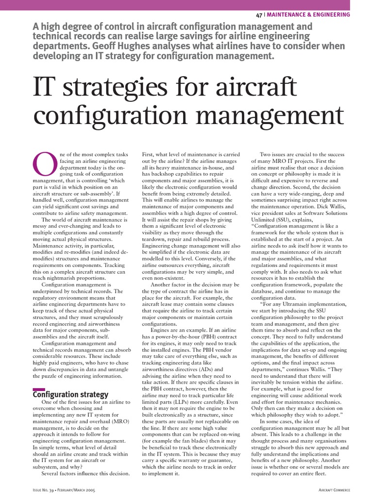IT Strategies For Aircraft Configuration Management | PDF | Reliability ...